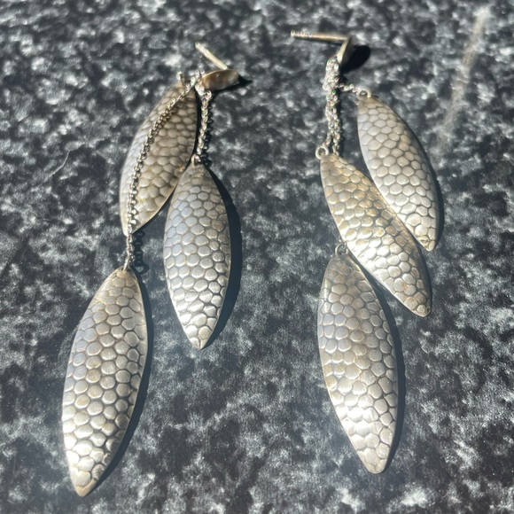 Jewelry | Vintage Nf Sterling Silver 925 Snake Skin Chain Dangle Leaf ...